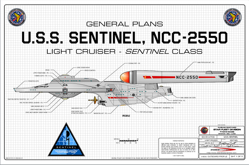 Light Cruiser, U.S.S. Sentinel NCC-2550, Sentinel class starship: Gene ...