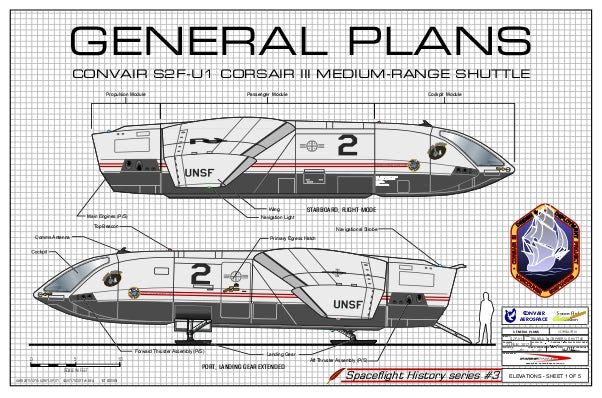 Convair S-2F-U1 Corsair III Shuttle: General Plans – Starship Dynamics